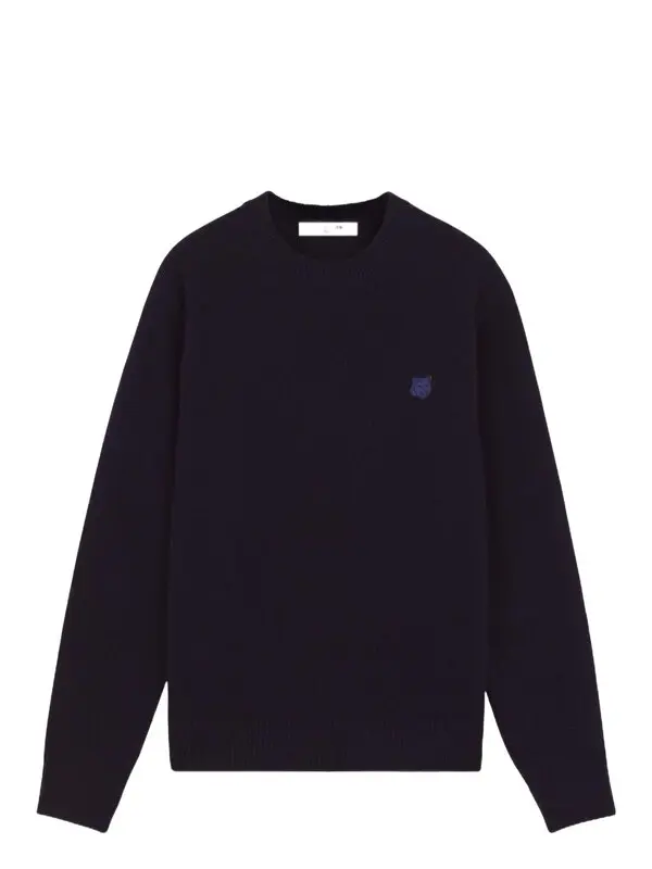Maison Kitsuné Bold Fox Head Patch Knit Jumper - Navy Blue