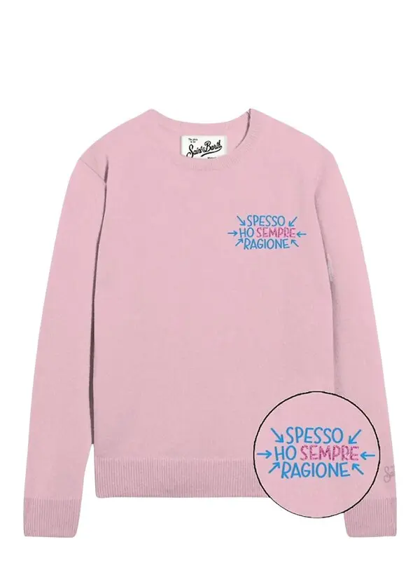 MC2 SAINT BARTH Embroidered Knit Sweater - Pink