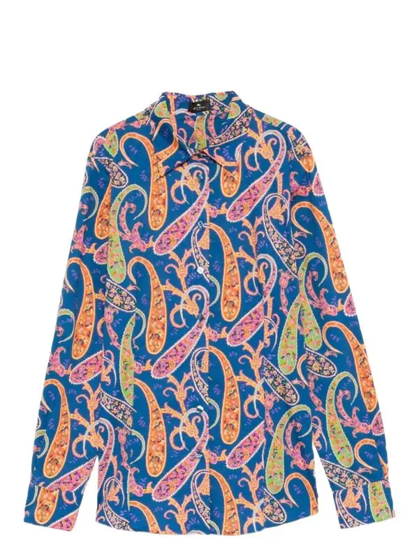 Etro Paisley Pattern Long Sleeve Shirt - Transparent Blue