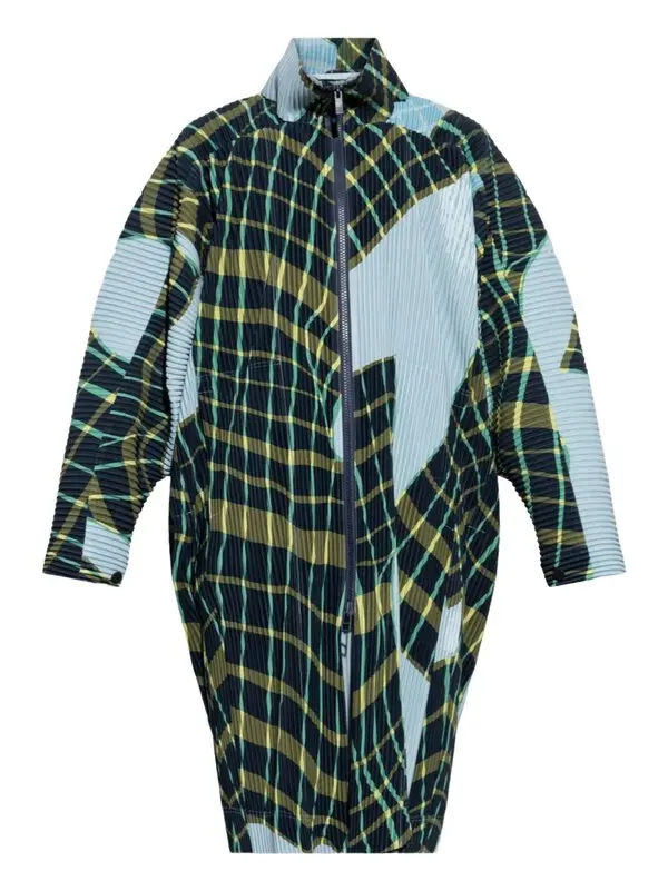 Issey Miyake Windswept Plaid Coat - Black