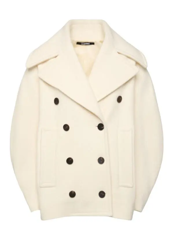 Jacquemus Le Caban Ovalo Wool Coat - White
