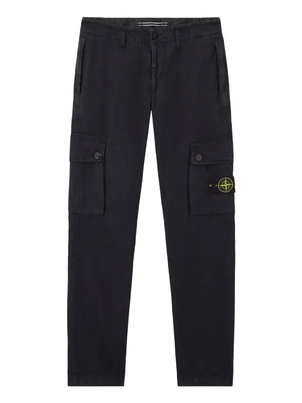 Stone Island Brushed Old Effect Slim Fit Cargo Trousers - Navy Blue