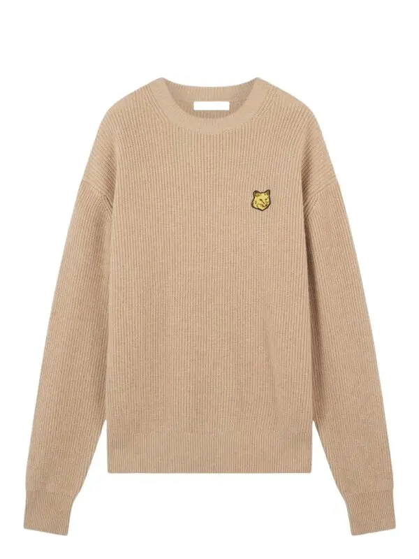 Maison Kitsuné Fox Head Patch Knit Jumper - Nude