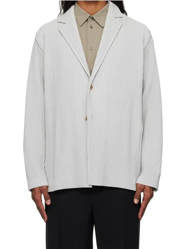 Issey Miyake Pleated Single-breasted Blazer - Light Gray