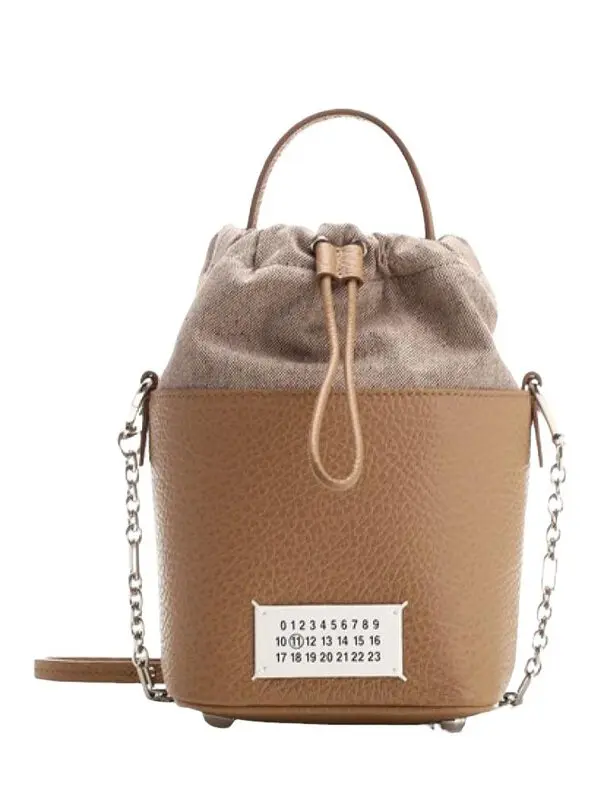 MAISON MARGIELA 5ac Logo Patch Drawstring Bucket Bag - Brown