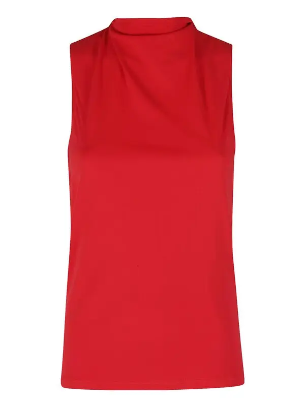 SEMICOUTURE Sleeveless Cover-up With Rear Lace-up - Red