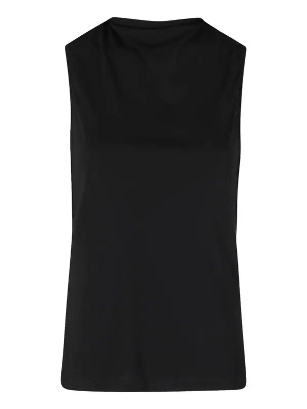SEMICOUTURE Sleeveless Cover-up With Lace-up Back - Black