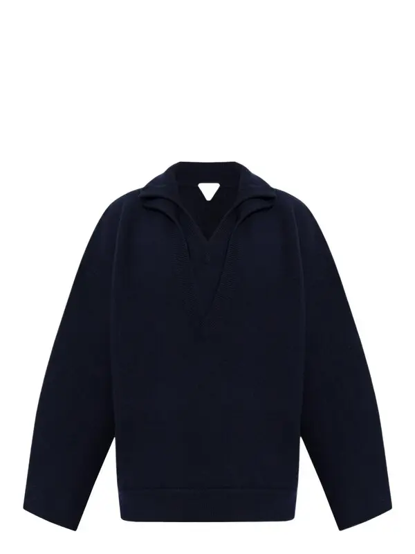 Bottega Veneta Compact V-neck Jumper - Navy Blue