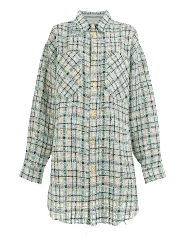 Faith Connexion Plaid Long Shirt - Gray