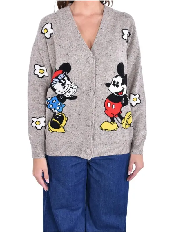 MC2 SAINT BARTH V-neck Long Sleeve Cardigan With Graphic Detail - Gray