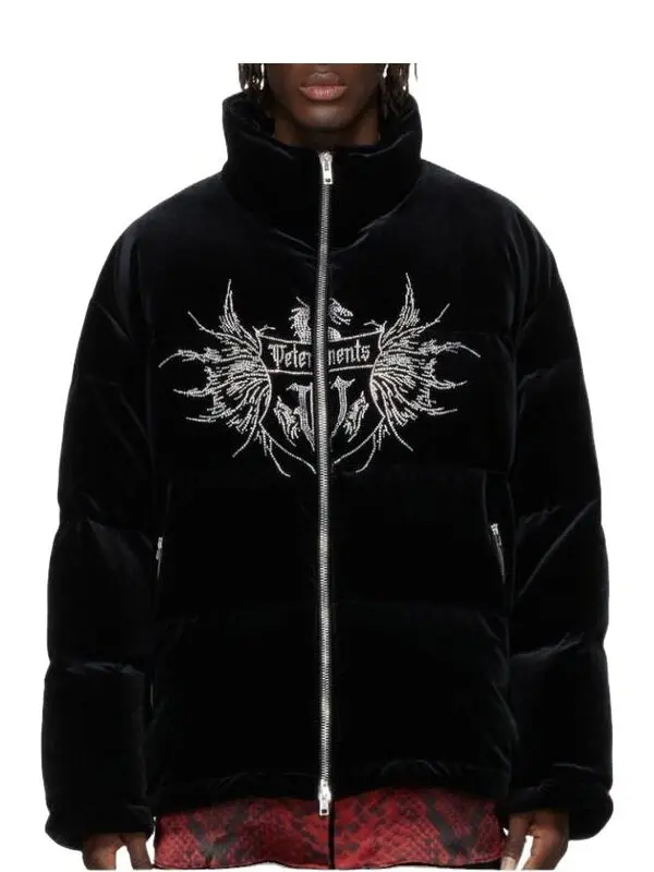 Vetements Crystal Logo Padded Jacket - Black