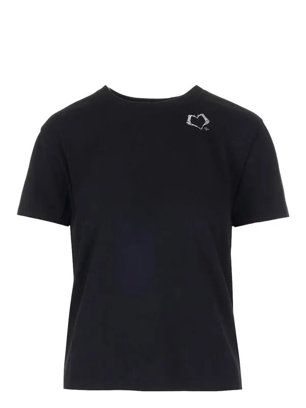 Saint Laurent Heart Logo Print T-shirt - Black