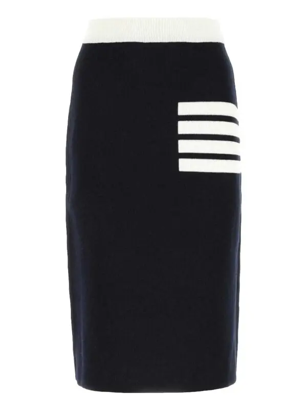 Thom Browne 4-bar Knitted Midi Skirt - Navy Blue