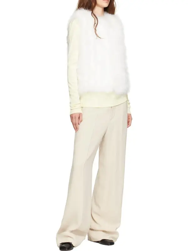 YVES SALOMON Round Neck Fur Vest - Meringue