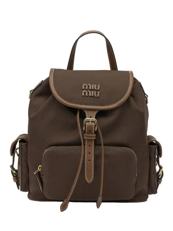 Miu Miu Logo Backpack - Black