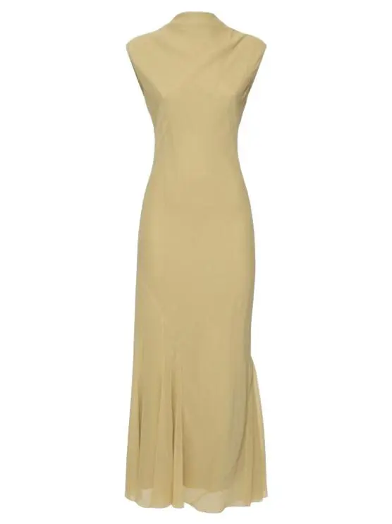 Tove Erin Silk High Neck Sleeveless Maxi Dress - Nude