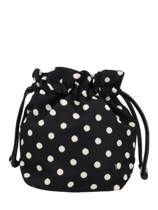 GANNI Printed Polka Dot Bucket Pouch - Black