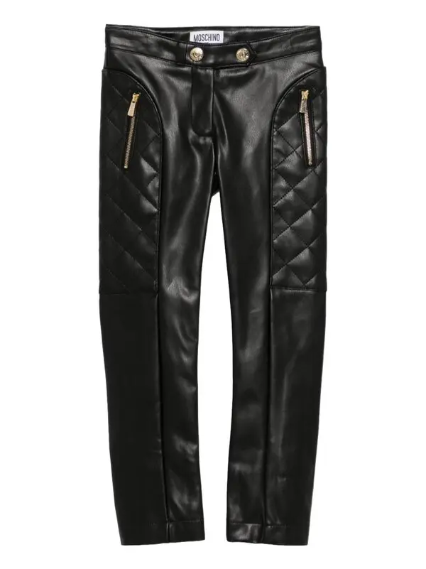 Moschino Quilted Faux-leather Trousers - Black