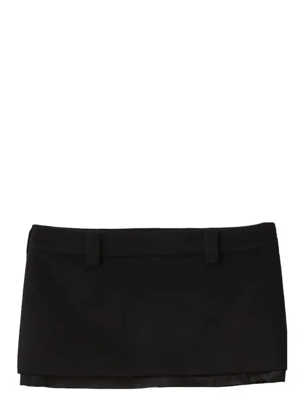 Miu Miu Logo Embroidered Mini Skirt - Black