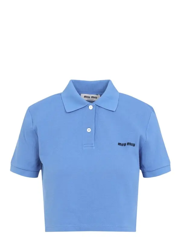 Miu Miu Cotton Piqué Cropped Polo Shirt - No