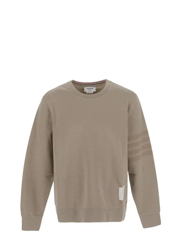 Thom Browne Crewneck Sweatshirt With Striped Sleeves - Nude