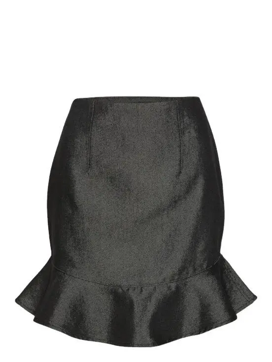 ROTATE BY BIRGER CHRISTENSEN Ruffle-trim Denim Mini Skirt - Black