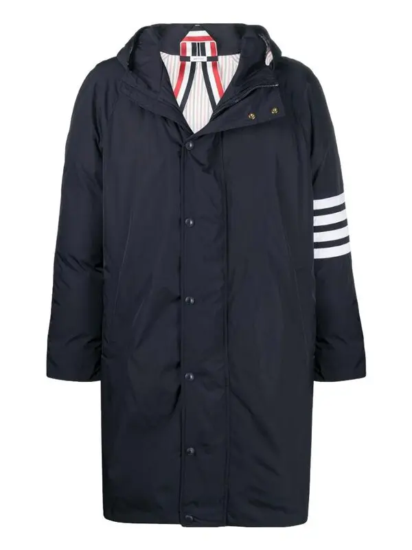 Thom Browne 4-bar Hooded Parka Coat - Navy Blue