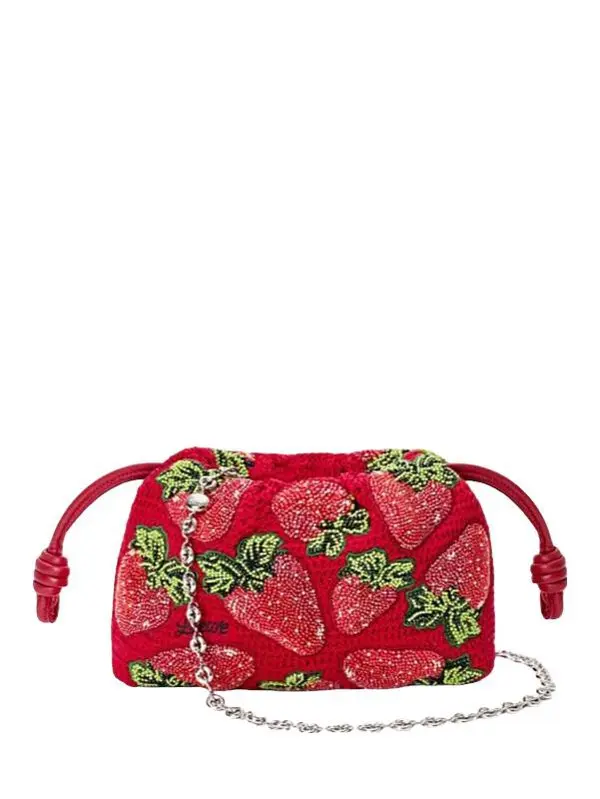 Loewe Beaded Crochet Handbag - Red