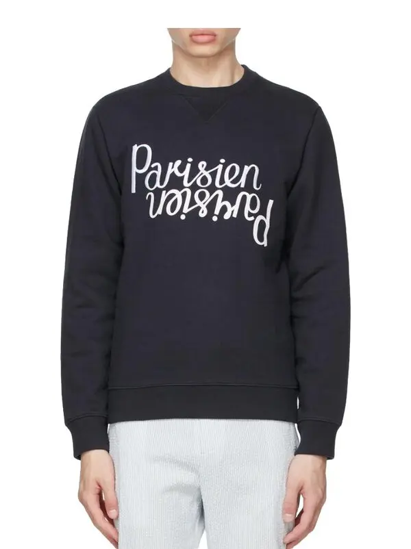 Maison Kitsuné Logo Round Neck Sweater - Black