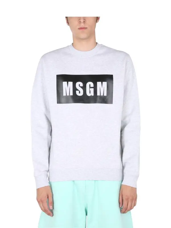 MSGM Logo Print Cotton Sweatshirt - White
