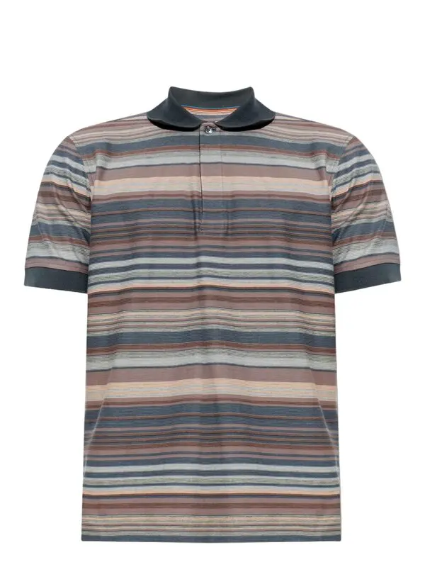 Paul Smith Stripe Knit Polo Shirt - Gray