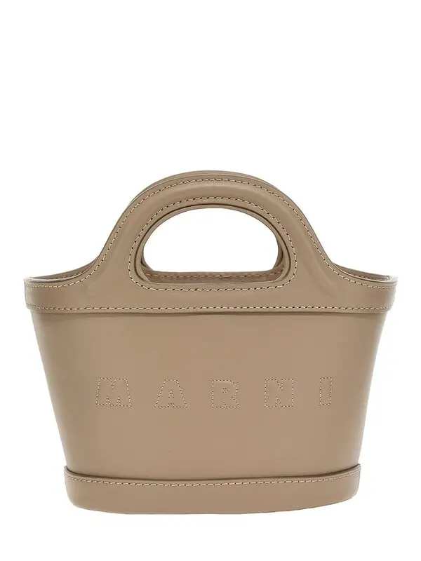 Marni Micro Tropicalia Leather Tote Bag - Nude