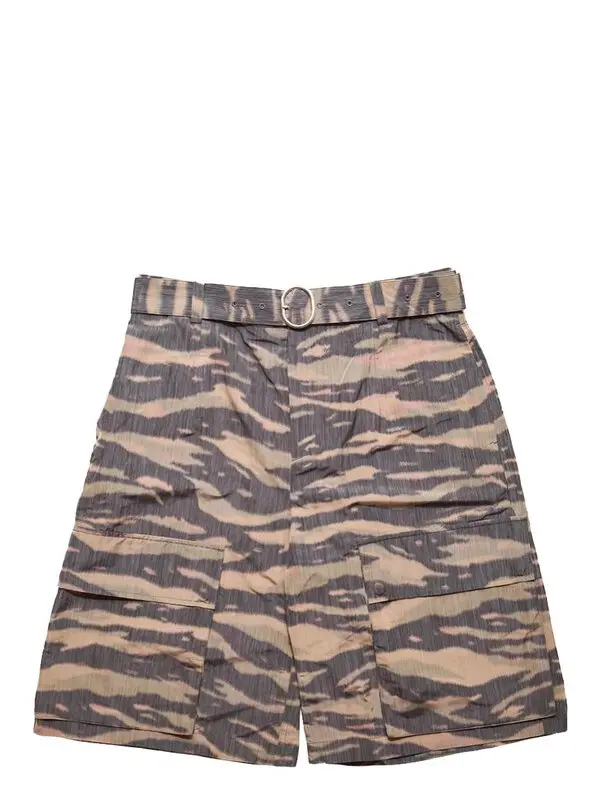 JIL SANDER Camouflage Printed Belted Cargo Shorts - Black
