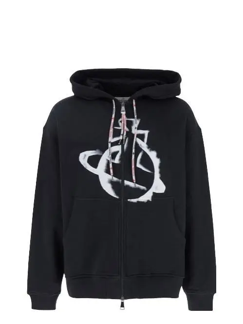 VIVIENNE WESTWOOD Orb Printed Zipped Hoodie - Black