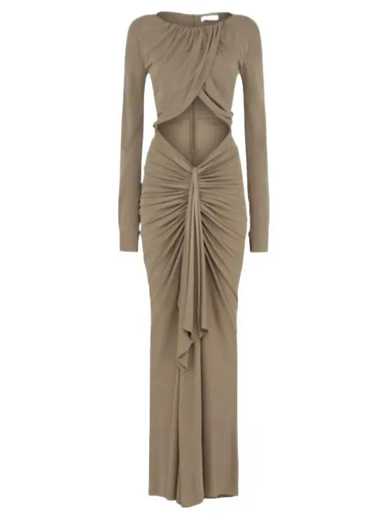 Christopher Esber Bateau Draped Dry Jersey Dress - Brown