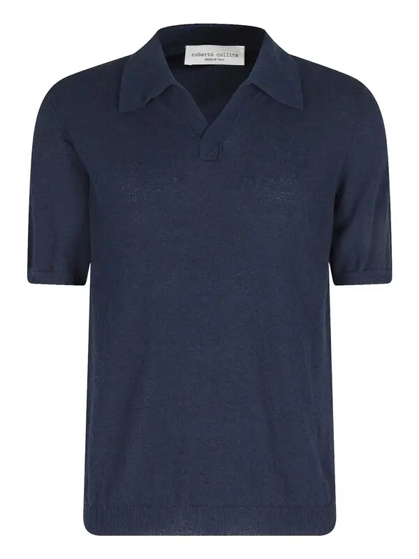 ROBERTO COLLINA Short-sleeved Polo Shirt - Navy