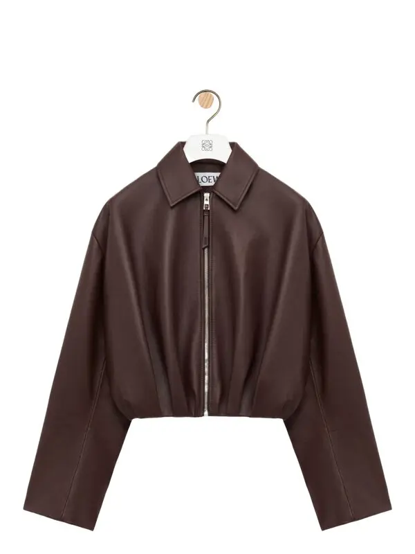 Loewe Draped Leather Jacket - Chocolate Brown