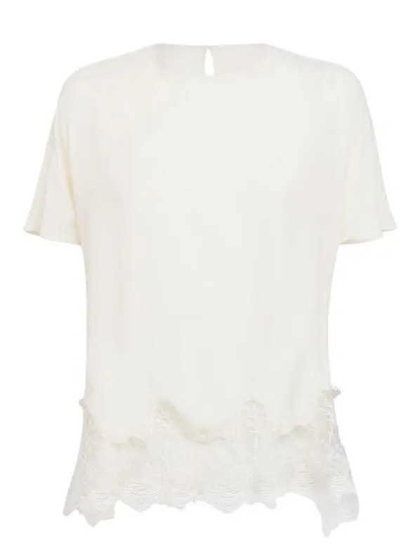Fabiana Filippi Crepe Lace Trim T-shirt - White