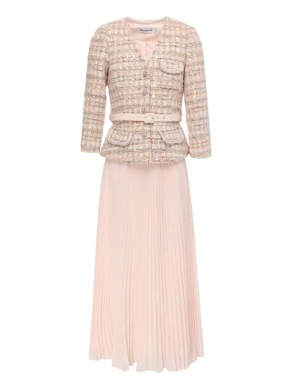 SELF-PORTRAIT Fully Pleated Flared Skirt - Nude