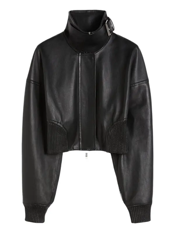 Sportmax High Neck Cropped Bomber Jacket - Black