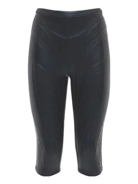 MUGLER High-waisted Glossy Embossed Motorcycle Pants - Black