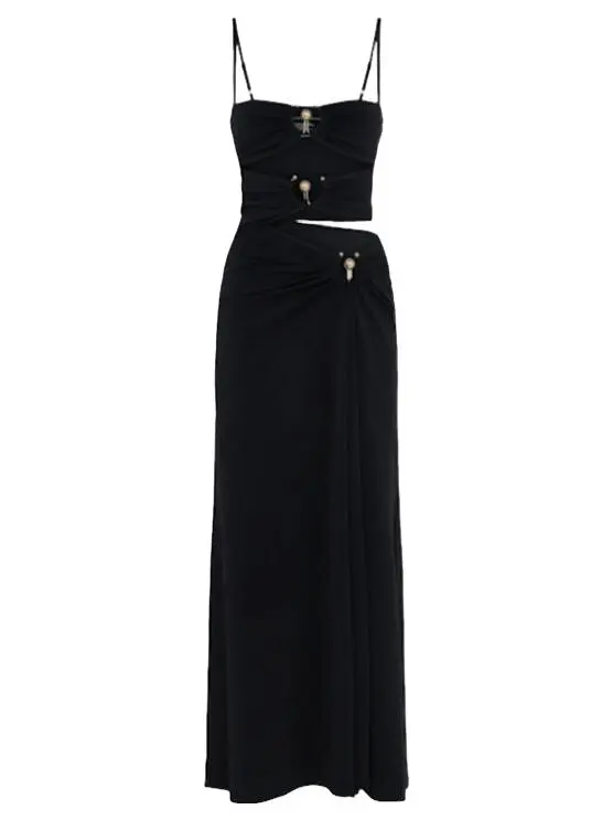 Christopher Esber Orbit Ruched Split Maxi Dress - Black