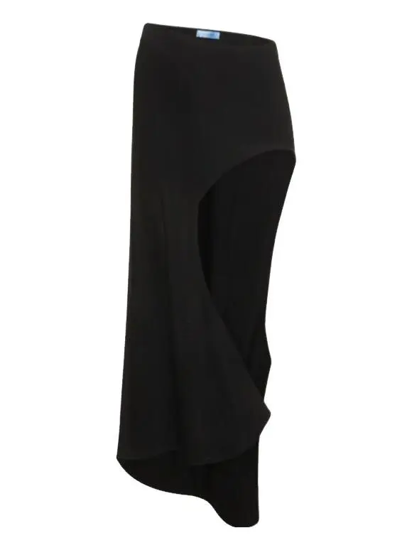 MUGLER Asymmetrical Jersey Midi Skirt - Black