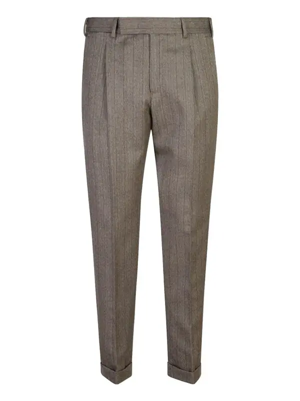 PT TORINO Striped Tailored Trousers - Gray