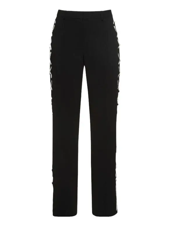 Giuseppe Di Morabito Embellished Lace-up Stretch Envers Satin Pants - Black