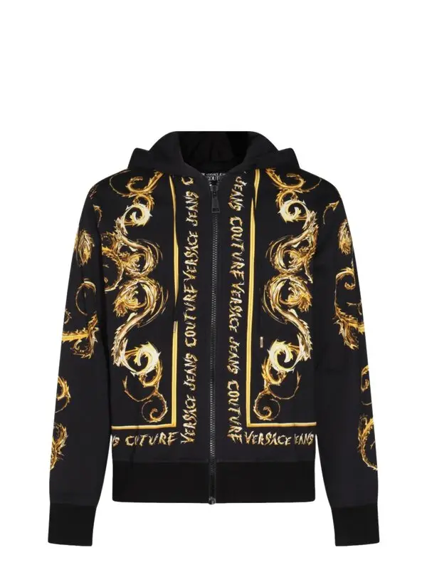 Versace Cotton Hoodie With Logo Detailing - Black