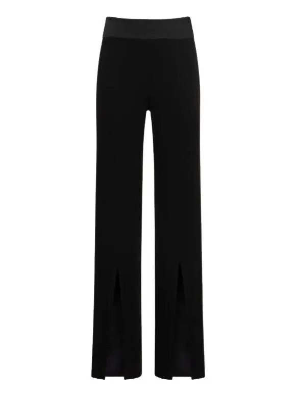 Simkhai High-waisted Wide Leg Pants With Front Slit - Black