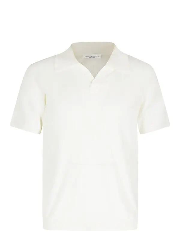 ROBERTO COLLINA Short-sleeved Polo Shirt - Ecru
