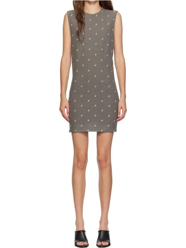 RIER Rierwalker Mini Dress With Embroidered Floral Detail - Gray