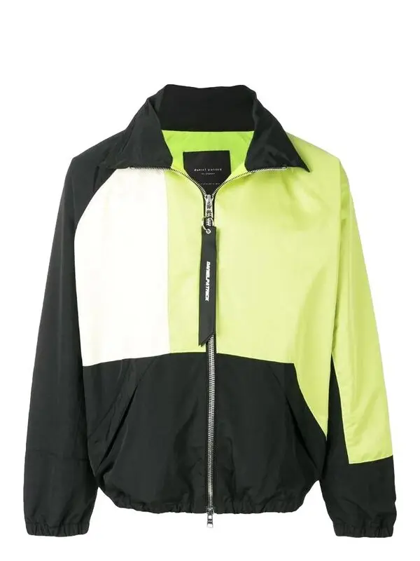 DANIEL PATRICK Color Blocked High Neck Zip Up Jacket - Green
